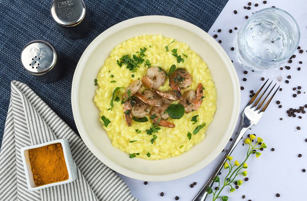 Risotto cu creveti Ingrediente orez arborio, sare, piper Fel Principal